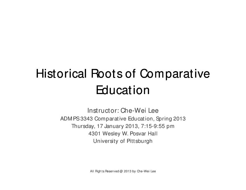 (PDF) Historical Roots of Comparative Education (ADMPS 3343 Comparative ...