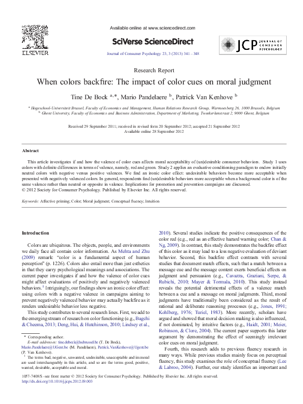 (PDF) Research Report When colors backﬁre: The impact of color cues on ...