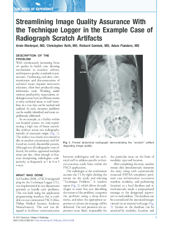 (PDF) Streamlining Image Quality Assurance With the Technique Logger in ...
