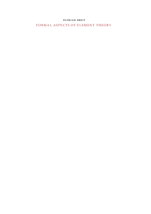 (PDF) Formal Aspects of Element Theory
