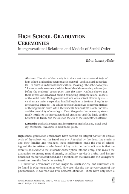 (PDF) High School Graduation Ceremonies: Intergenerational Relations ...