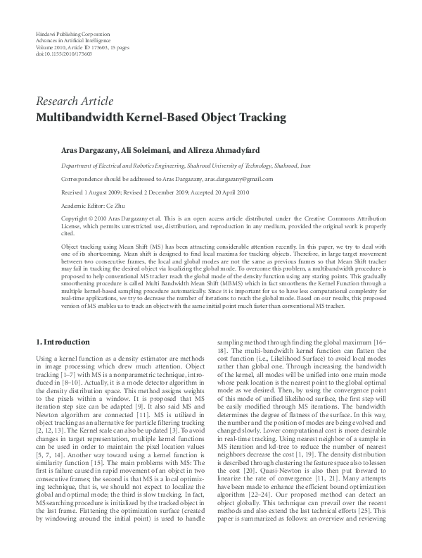 (PDF) Multibandwidth Kernel-Based Object Tracking (PDF) Multibandwidth Kernel-Based Object Tracking