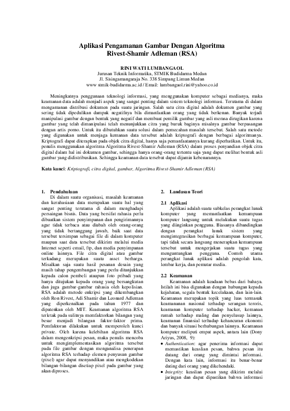 (PDF) Aplikasi Pengamanan Gambar Dengan Algoritma Rivest-Shamir Adleman ...
