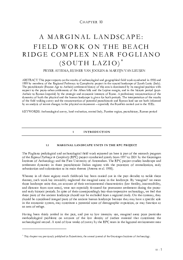 (PDF) A marginal landscape: Field work on the beach ridge complex near ...