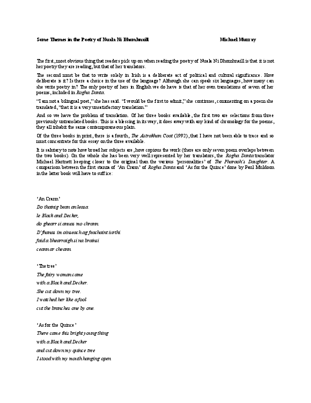 (DOC) Some Themes in the Poetry of Nuala Ni Dhomhnaill