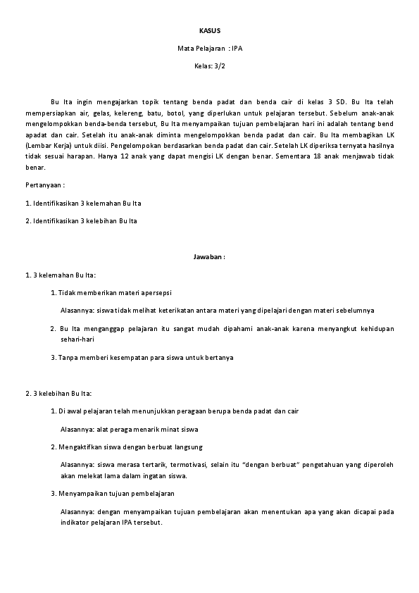 Contoh Kasus Tap Dan Pemecahannya