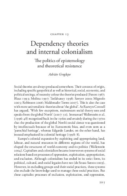 (PDF) Dependency theories and internal colonialism - The politics of ...