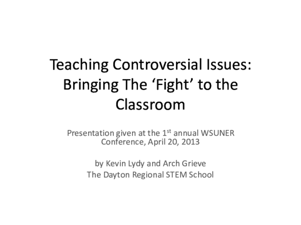(PPT) Bringing the Fight to the Classroom: Teaching Controversial Units ...