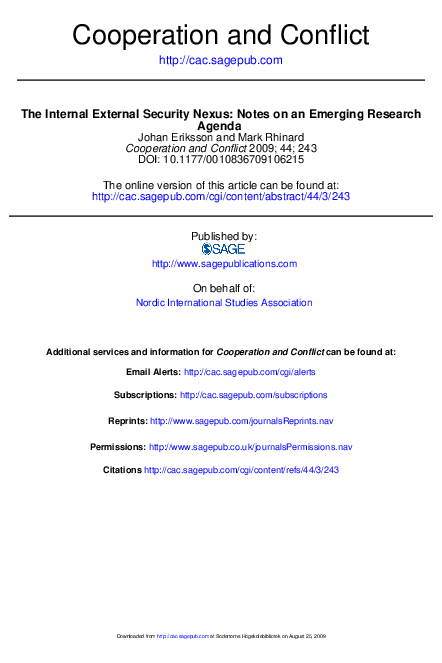 (PDF) The Internal—External Security Nexus: Notes on an Emerging ...
