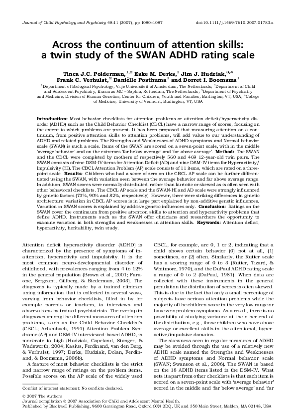 (PDF) Across the continuum of attention skills: A twin study of the ...