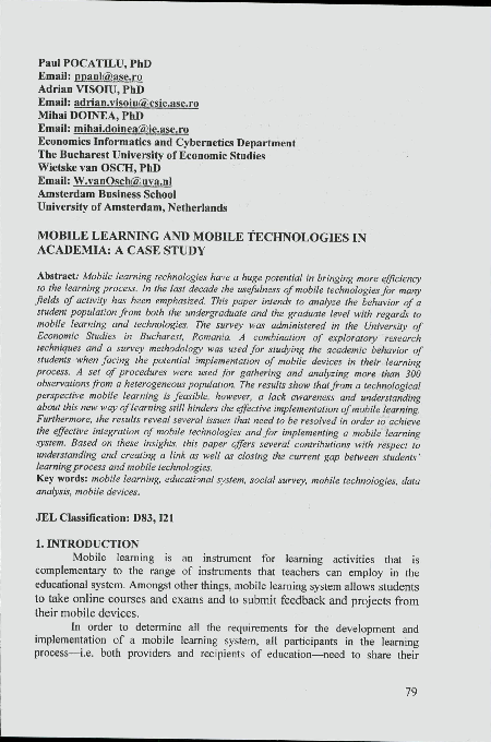 (PDF) MOBILE LEARNING AND MOBILE TECHNOLOGIES IN ACADEMIA: A CASE STUDY