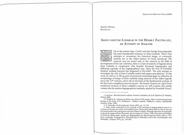(PDF) Homza Martin Imago sanctae Ludmilae in the Homily Factum est an ...