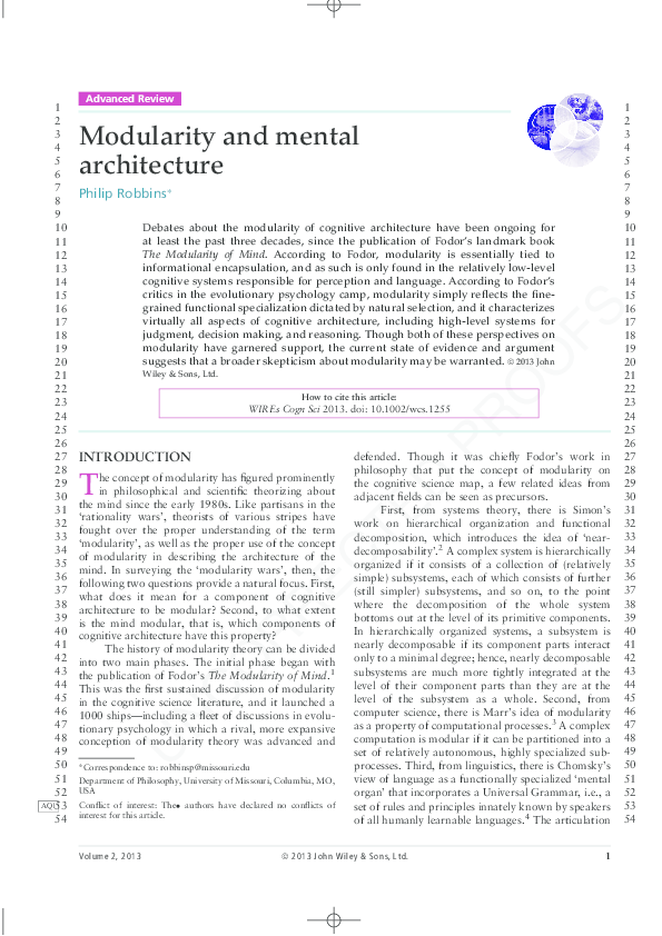 (PDF) Modularity and mental architecture