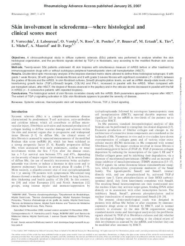 (PDF) Skin involvement in scleroderma--where histological and clinical ...