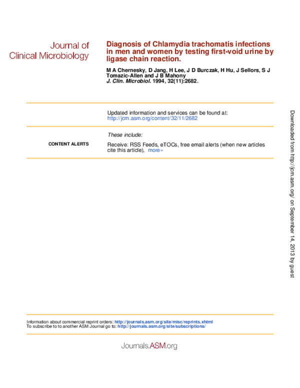 (PDF) Diagnosis ofChlamydia trachomatis Infections inMenandWomen ...