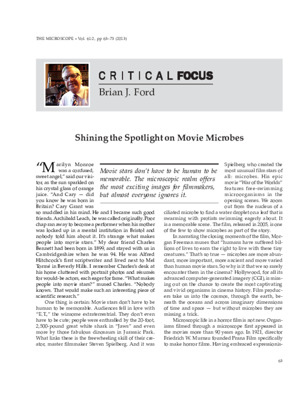 (PDF) Shining the Spotlight on Movie Microbes