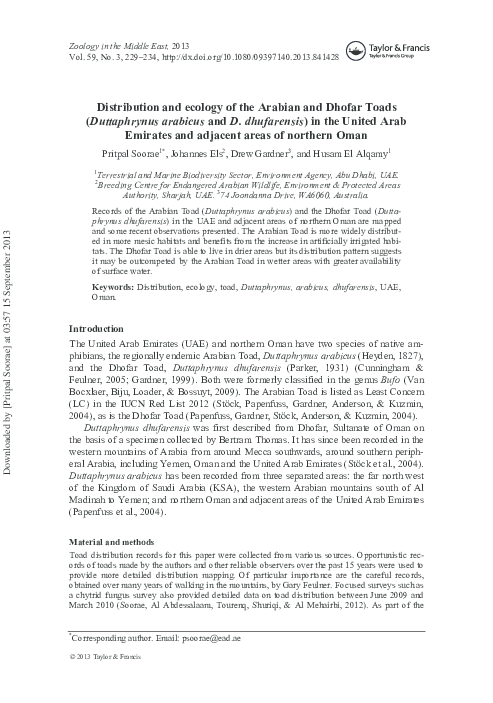 (PDF) Distribution and ecology of the Arabian and Dhofar Toads ...