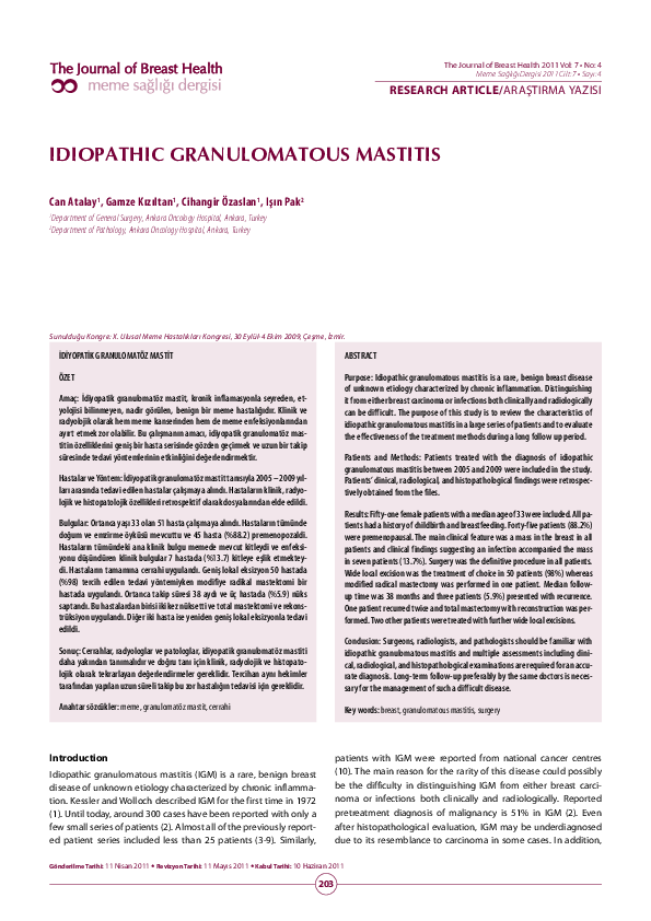 (PDF) Idiopathic Granulomatous Mastitis