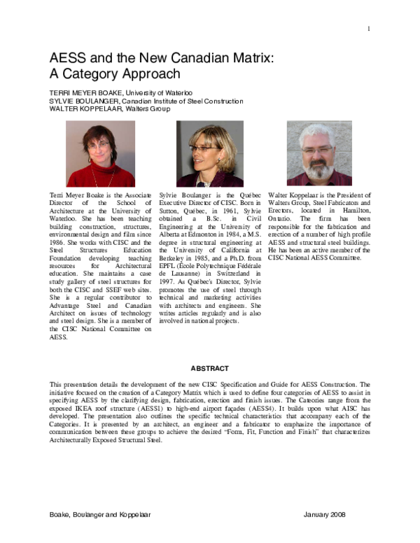 (PDF) AESS and the New Canadian Matrix