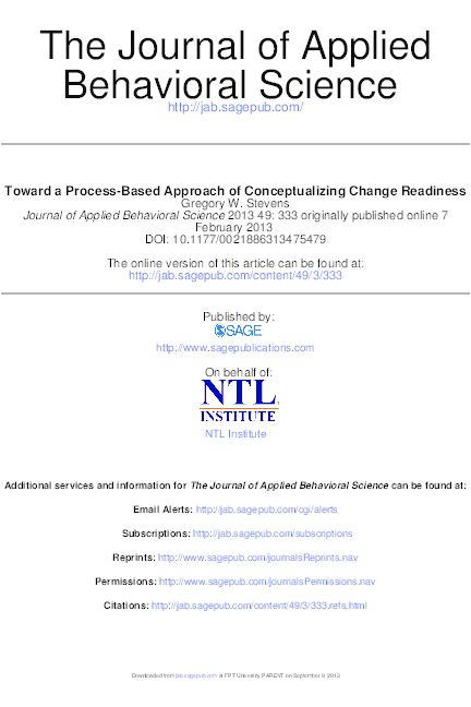 Pdf Journal Of Applied Behavioral Science 2013 Stevens 333 60