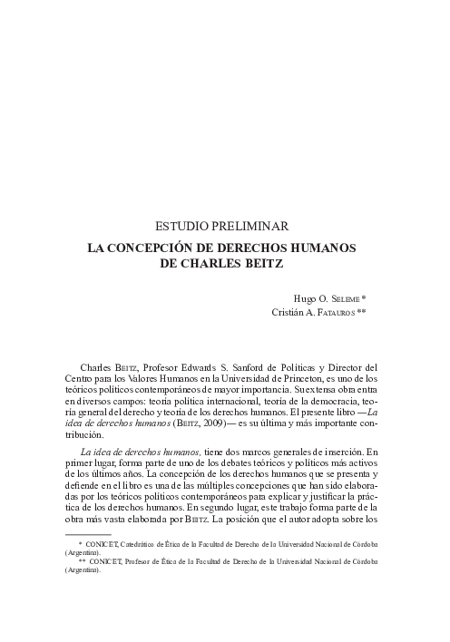 (PDF) La Concepción de Derechos Humanos de Charles Beitz