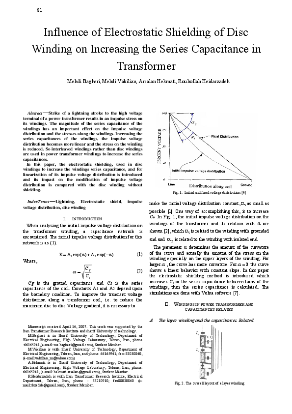 (PDF) Influence of Electrostatic Shielding of Disc Winding on ...