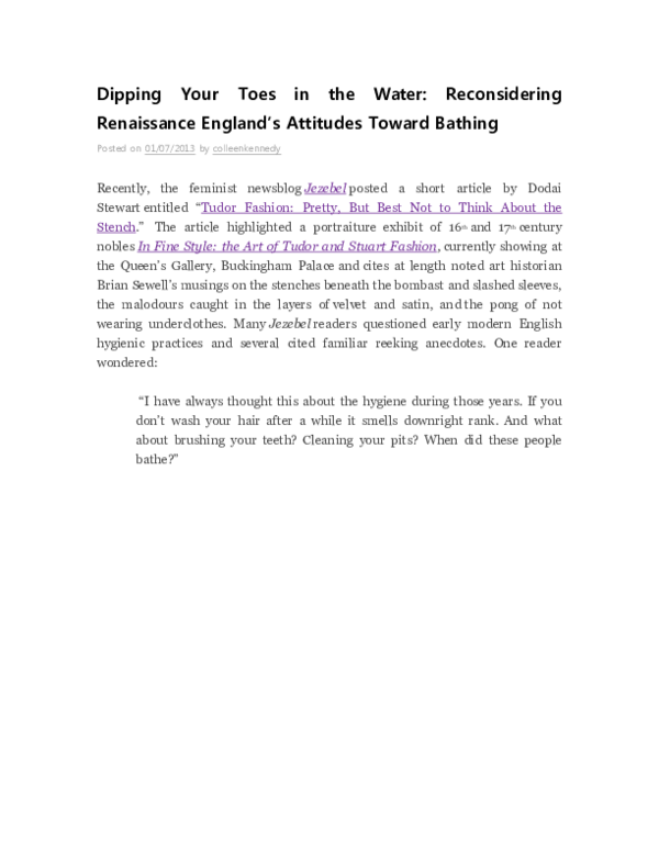 (DOC) Dipping Your Toes in the Water: Reconsidering Renaissance England ...