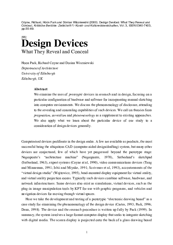 (PDF) Design Devices: What They Reveal and Conceal