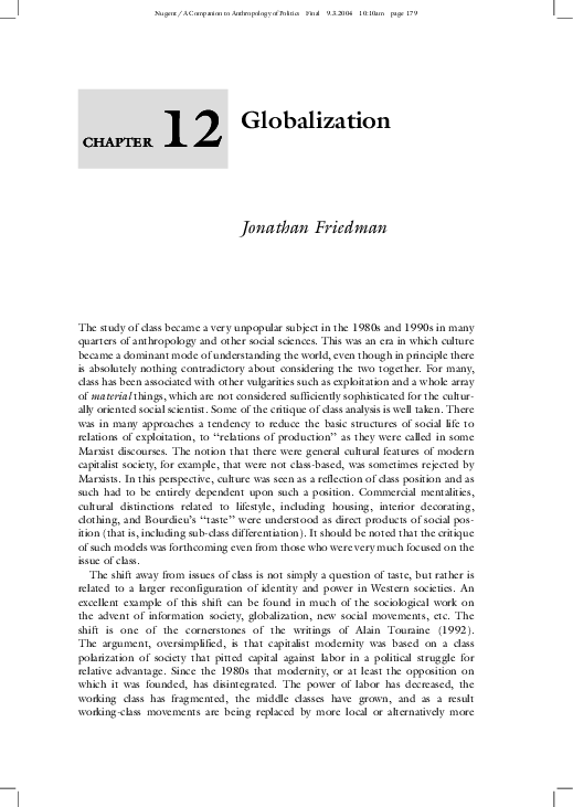 CHAPTER 12 GlobalizationThe national The postnational The local The ...