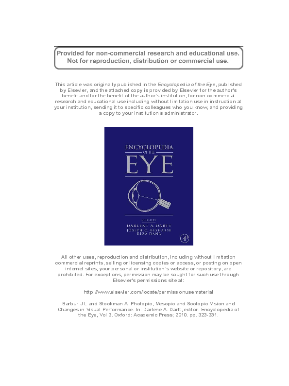 (PDF) Photopic, Mesopic and Scotopic Vision and Changes in Visual ...