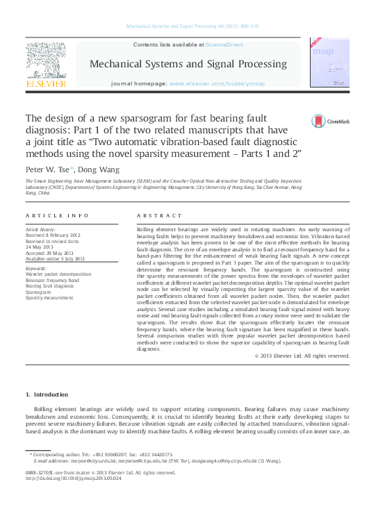 (PDF) Two Automatic Vibration-based Fault Diagnostic Methods using the ...
