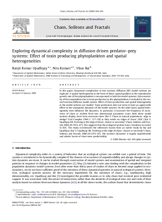 Pdf Exploring Dynamical Complexity In Diffusion Driven Predator