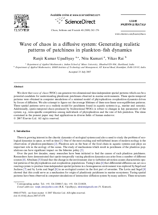 (PDF) Wave of Chaos in a diffusive system: generating realistic pattern ...