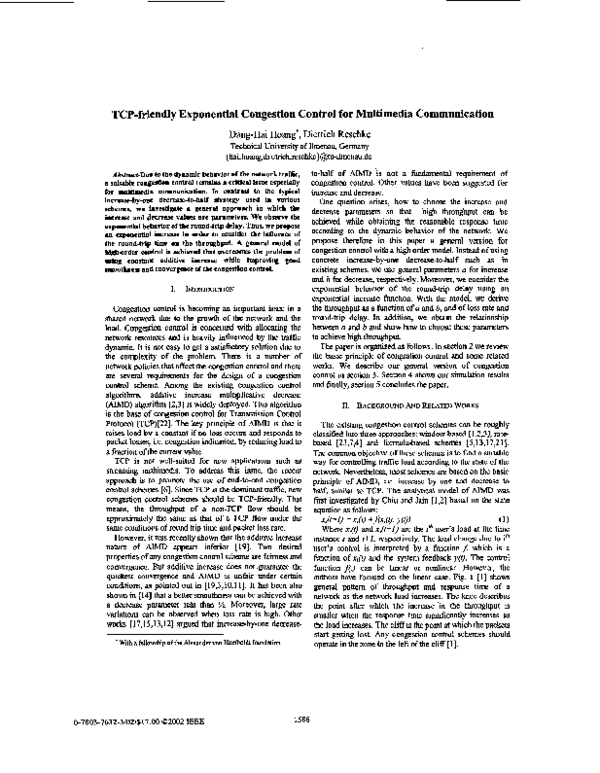 Pdf Tcp Friendly Exponential Congestion Control For Multimedia Communication 9964