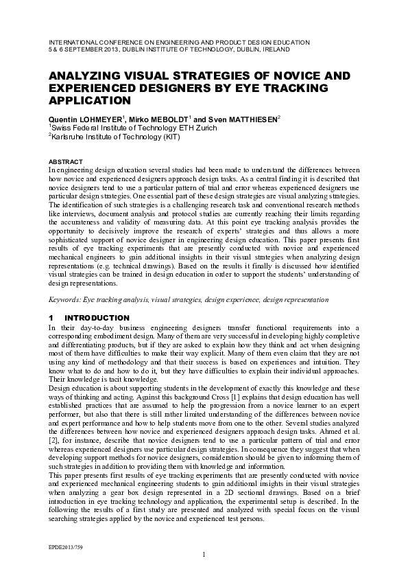 (PDF) Analyzing Visual Strategies of Novice and Experienced Designers by Eye Tracking Application