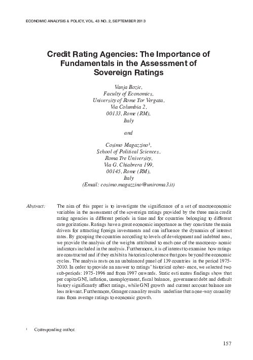 (PDF) Credit Rating Agencies: the Importance of Fundamentals in the ...