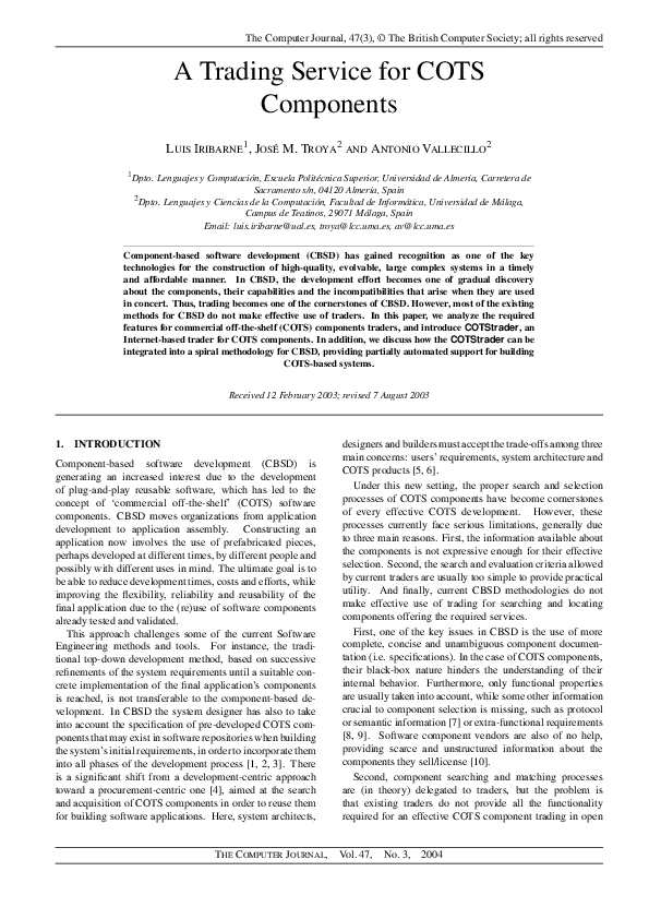 (PDF) A Trading Service for COTS Components
