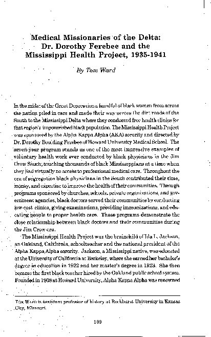(PDF) "Medical Missionaries of the Delta: Dr. Dorothy Ferebee and the ...