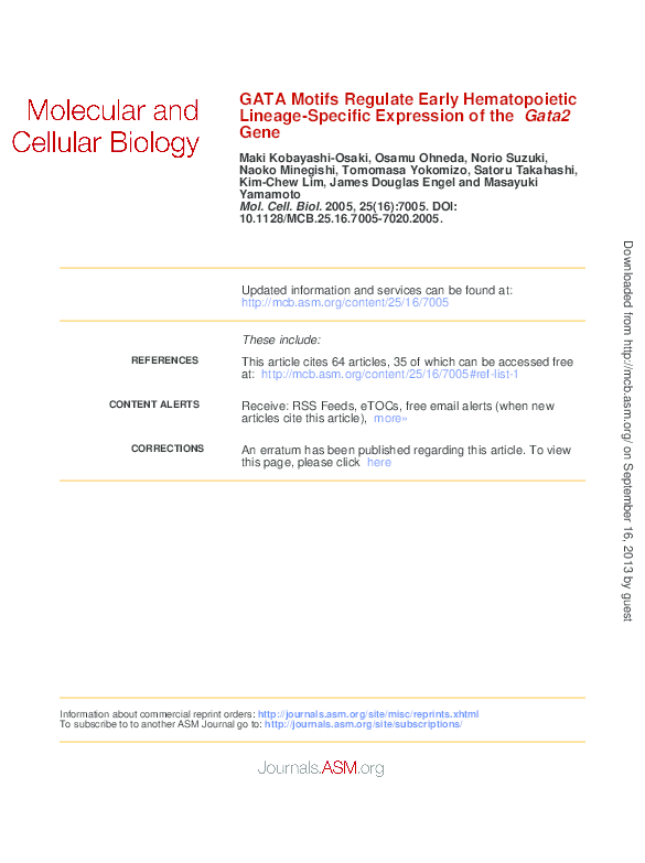 (PDF) GATA Motifs Regulate Early Hematopoietic Lineage-Specific ...