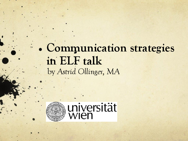 (PDF) Communication strategies in ELF - Paper given at ELF6