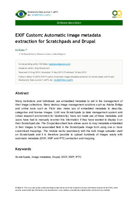 Pdf Exif Custom Automatic Image Metadata Extraction For Scratchpads
