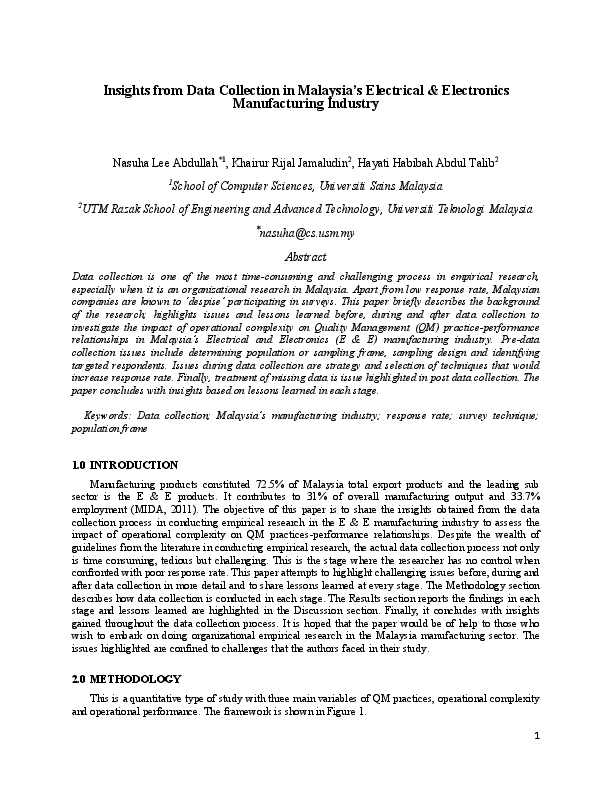 (PDF) Insights from Data Collection in Malaysia's Electrical ...