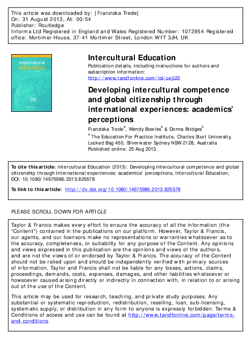(PDF) developing intercultural competence (PDF) developing intercultural competence