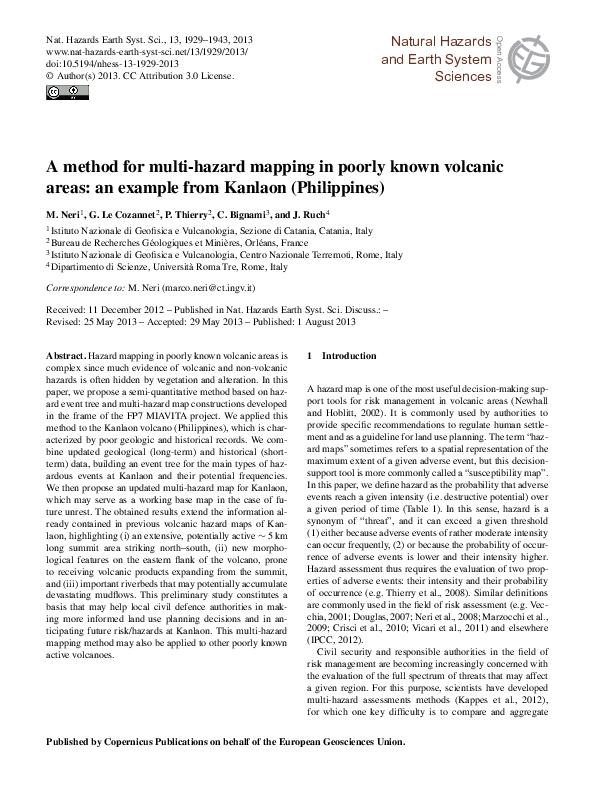 (PDF) A method for multi-hazard mapping in poorly known volcanic areas ...