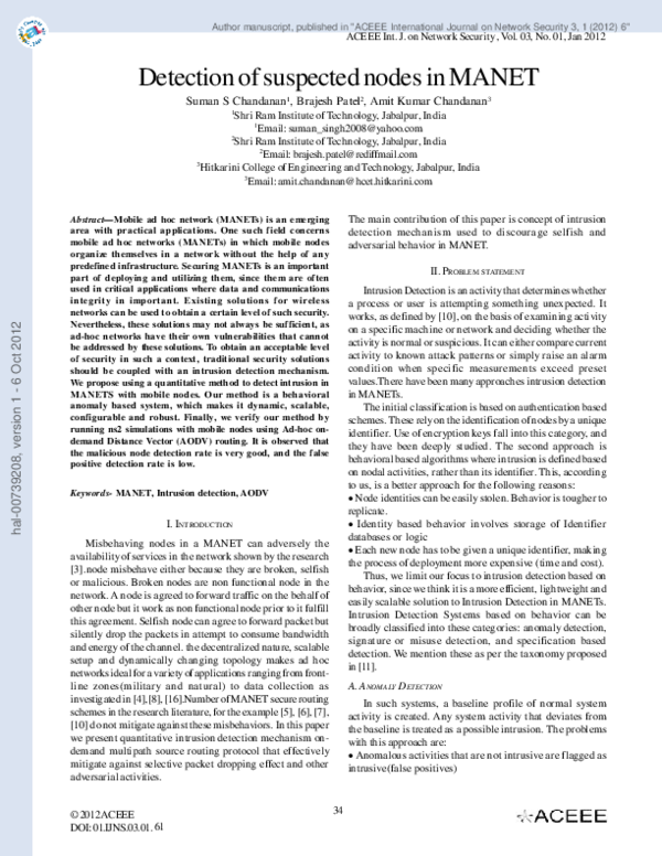 (PDF) malicious node detection