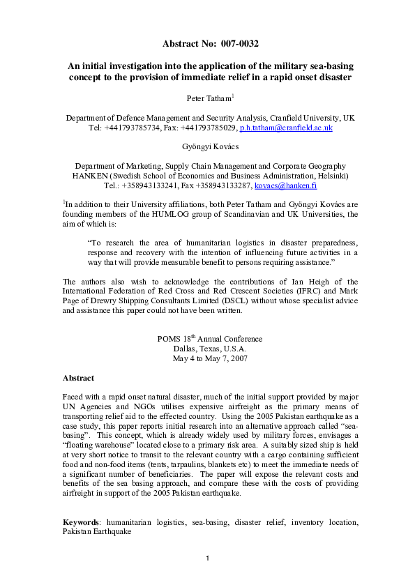 (PDF) An initial investigation into the application of the military sea ...