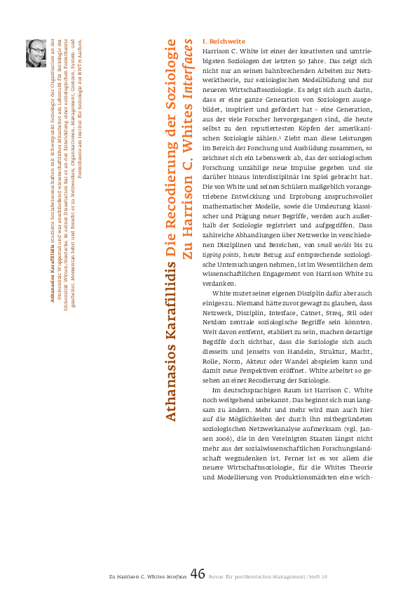 (PDF) Die Recodierung der Soziologie. Zu Harrison C. Whites "Interfaces ...