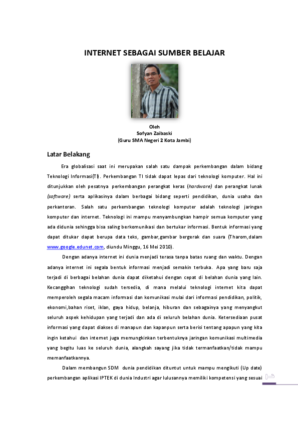(DOC) INTERNET SEBAGAI SUMBER BELAJAR