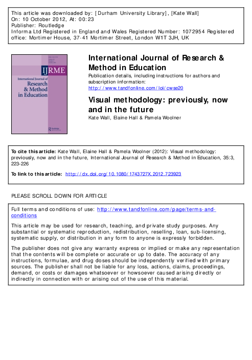 (PDF) Visual methodology: previously, now and in the future
