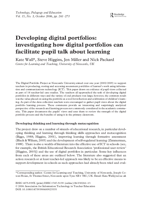 (PDF) Developing Digital Portfolios: Investigating How Digital ...